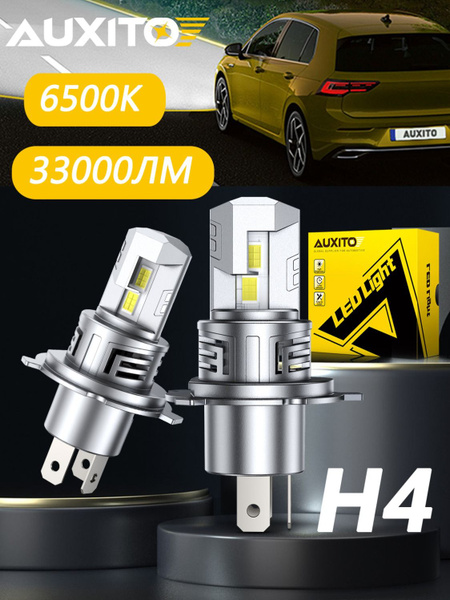 Лампа автомобильная AUXITO 12 В, 2 шт. M6S-H4 LED 6500K 33000 ЛМ 120 Вт ...