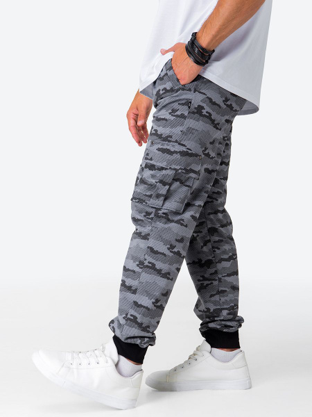 Брюки Мужской Happyfox джоггеры серый Футер двухнитка Спортивный, размер 56 Завязки прямой На ...