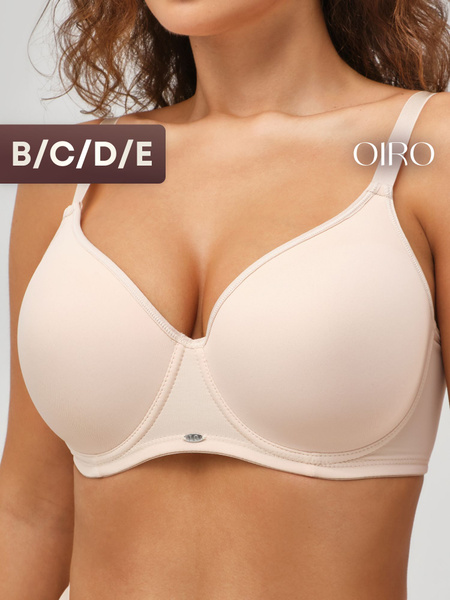 Бюстгальтер Женский OIRO на косточках, размер 75B бежевый нейтральный Полиамид, Эластан ...