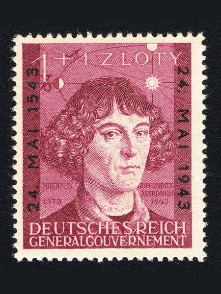 Почтовые марки Германия 1943 Генерал-губернаторство 400-летие со дня смерти Николая Коперника ...