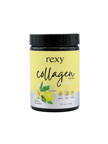 Коллаген со вкусом лимона и ванили REXY Collagen + Vitamin C, 180 грамм ...
