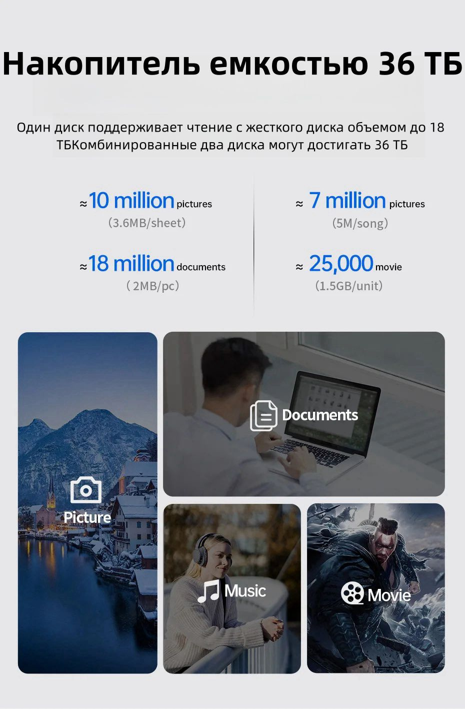 Корпус для жесткого диска Acasis EC-7352 USB-C с двумя отсеками 2,5 / 3 ...