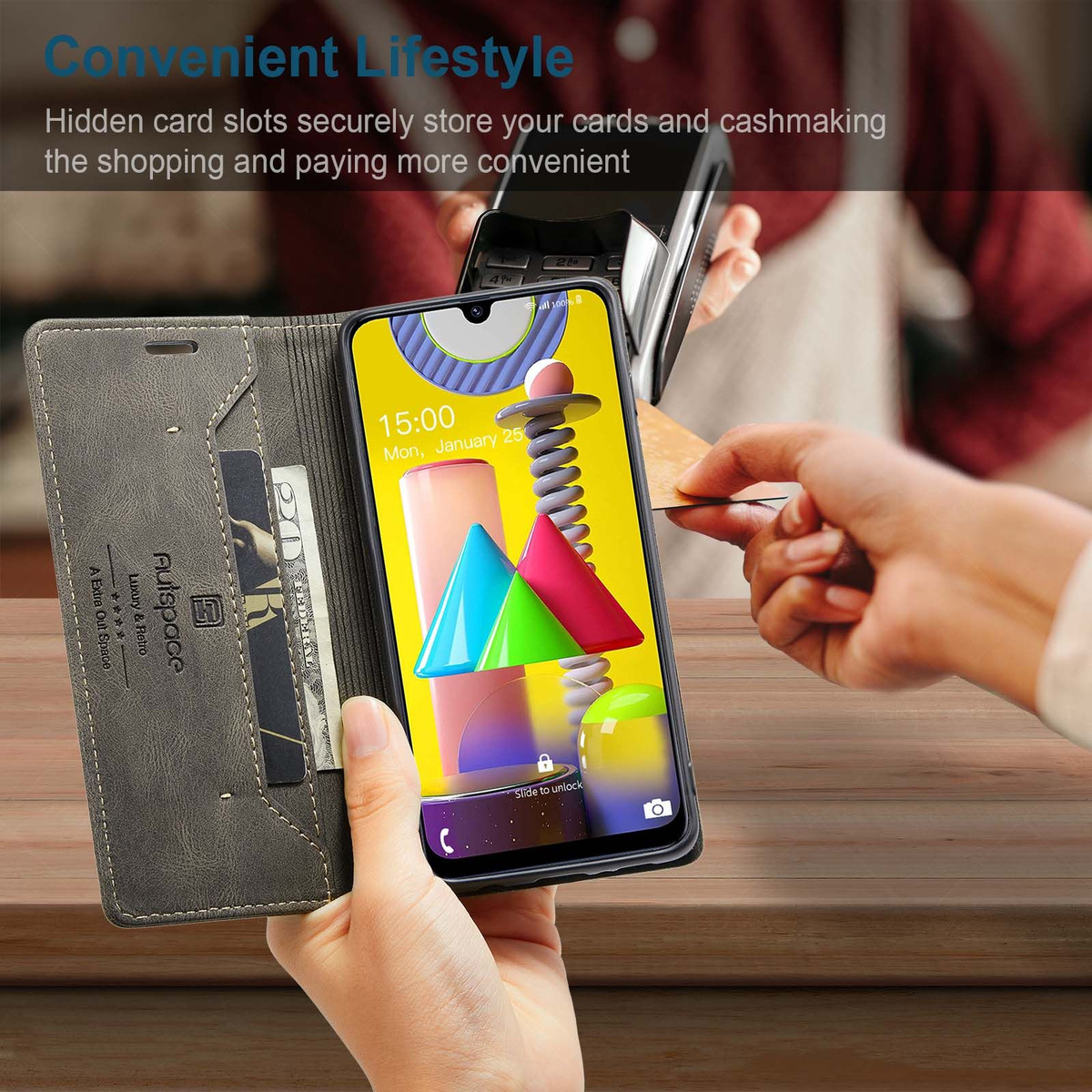 Autspace Кожаный чехол для Samsung Galaxy M31(Самсунг Галакси М31 ...