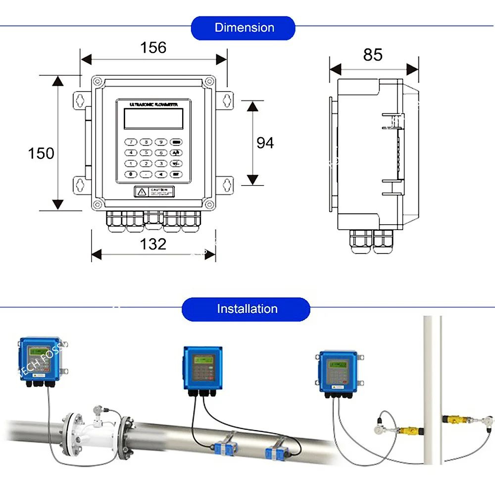 Ультразвуковой расходомер жидкости DN50MM-DN700MM с функцией RS485 MODBUS 4-20mA купить на OZON ...