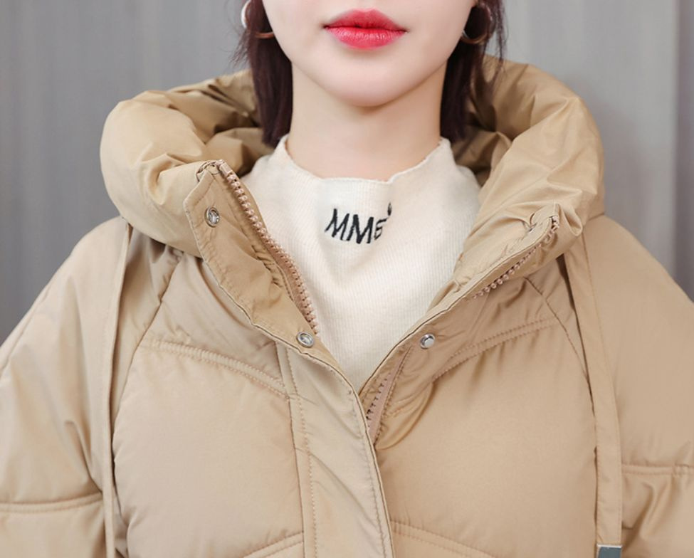 Куртка Женский ZinBee Карманы, Капюшон черный лацканы Политекс, размер 48 Длинный Зима свободный ...