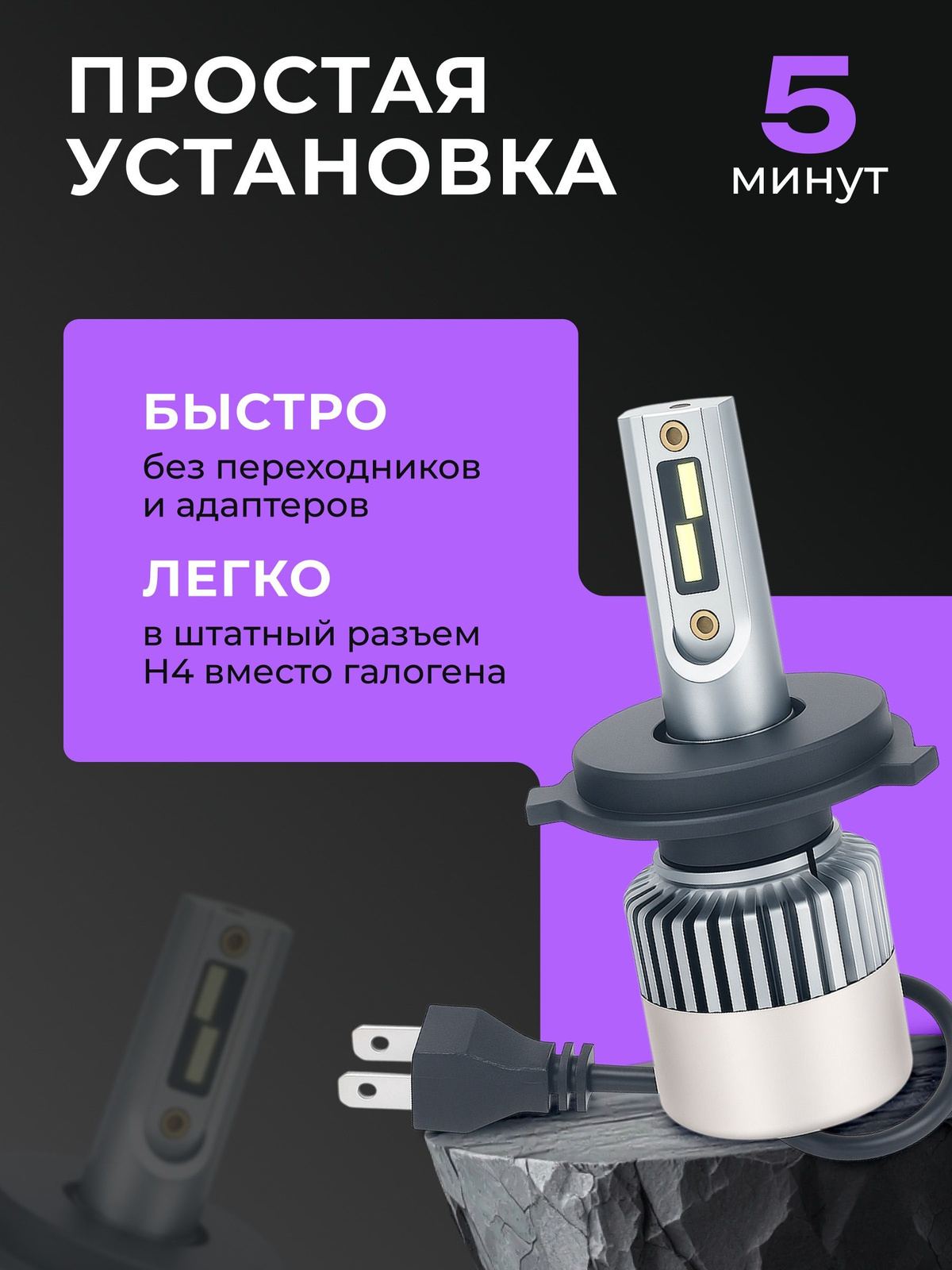Лампа автомобильная Autoled-opt 12 В, 14 В, 2 шт. U1 H4 LED купить c доставкой на OZON по низкой ...