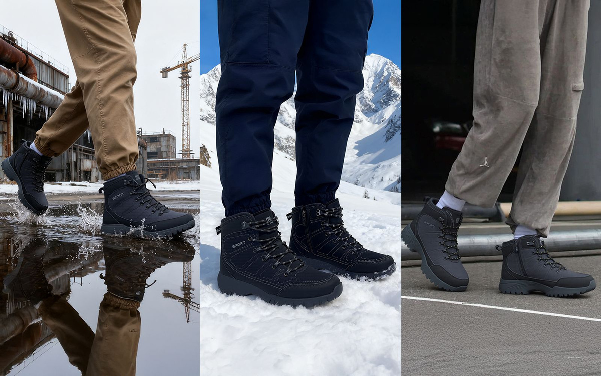 Ботинки Мужской AOWEI черный, размер 41 Зима R (средняя) Шнурки Платформа Китай купить c ...