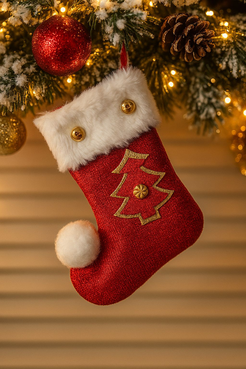 Новогодний рождественский носок для подарков и украшения интерьера ...