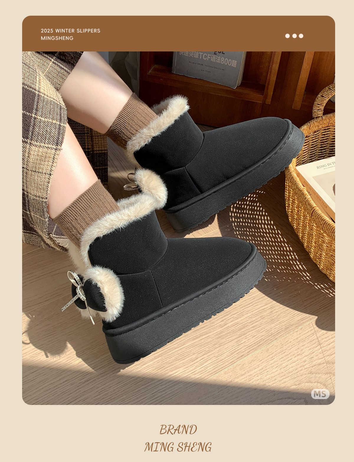 Круглый нос, Толстая подошва Женский MOOCIE Искусственная шерсть, Хлопок Бег, размер 38, 39 ...