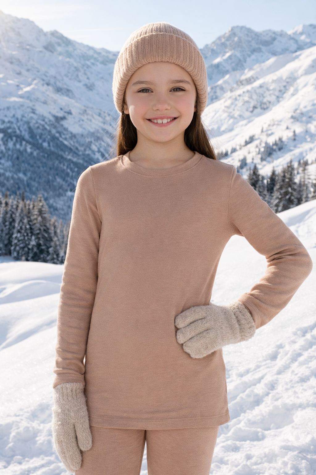 Термолонгслив Девочки Mark Formelle, размер 150, 152 Зима Фигурное катание Трикотаж бежевый ...