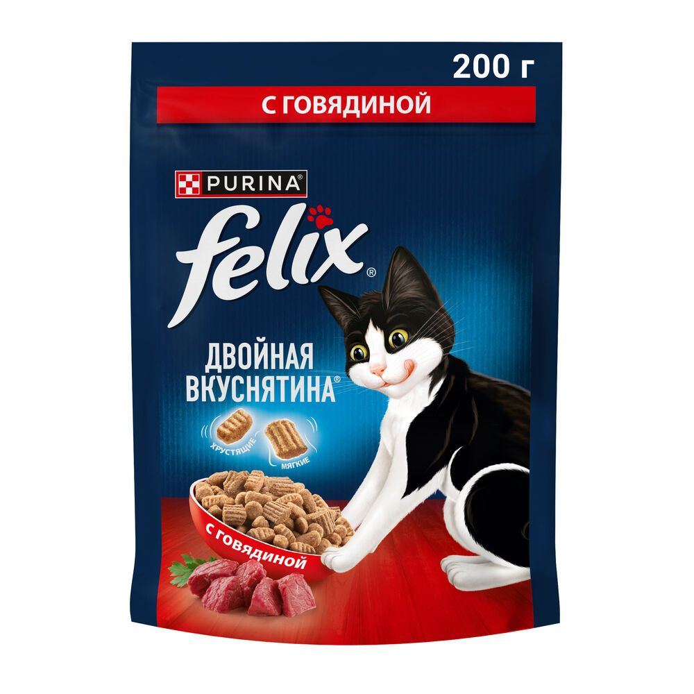 FELIX Двойная Вкуснятина 10 шт по 200 г, сухой корм для взрослых кошек ...