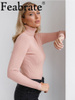 Свитер Женский Feabrate серовато-розовый Полиэстер, размер 44, 46 Без застежки облегающий ...