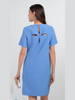 Платье Женский YUNA style голубой Повседневный Короткий Вискоза, Лён ...