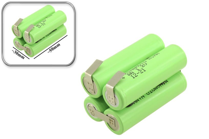 Аккумуляторная батарея Ni-MH типа AA 4S1P, 4.8V, квадратный профиль, лепестковые выводы, для ...