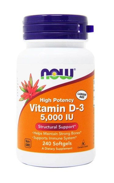 Vitamin D-3 5000 IU NOW (240 гелевых капсул) купить на OZON по низкой цене (1746922771)