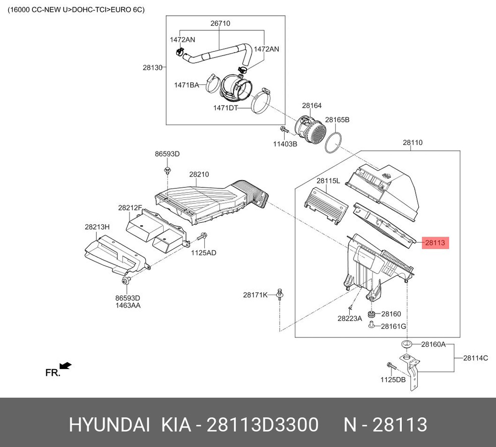 Фильтр воздушный Hyundai-KIA 28113-D3300 купить на OZON по низкой цене ...