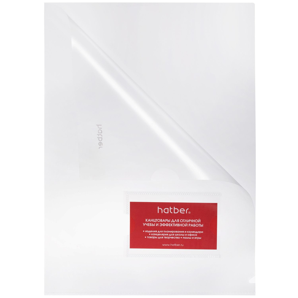 Папка-уголок пластиковая Hatber 180 мкм, А4, с карманом для визитки прозрачная, 20 штук - купить ...