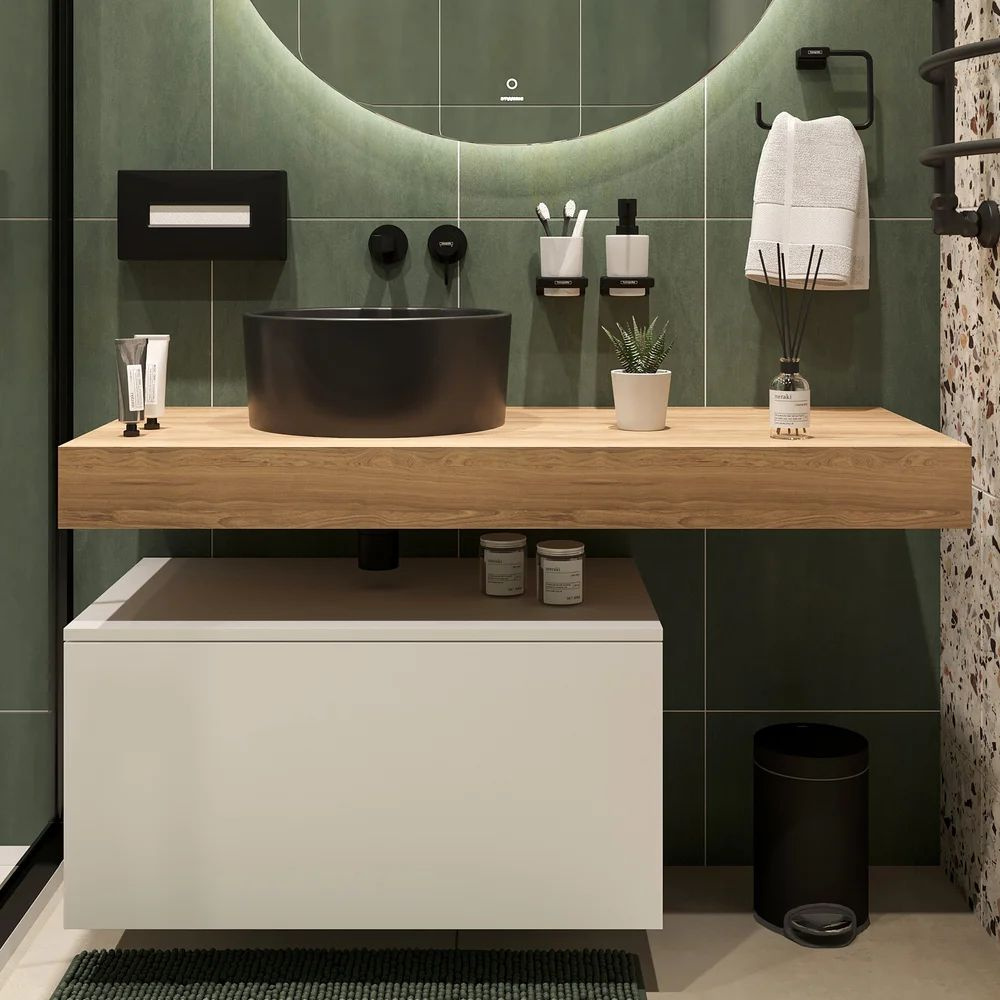 Столешница в ванную под раковину STWORKI Ольборг 120 без отверстий, дуб французский купить на ...