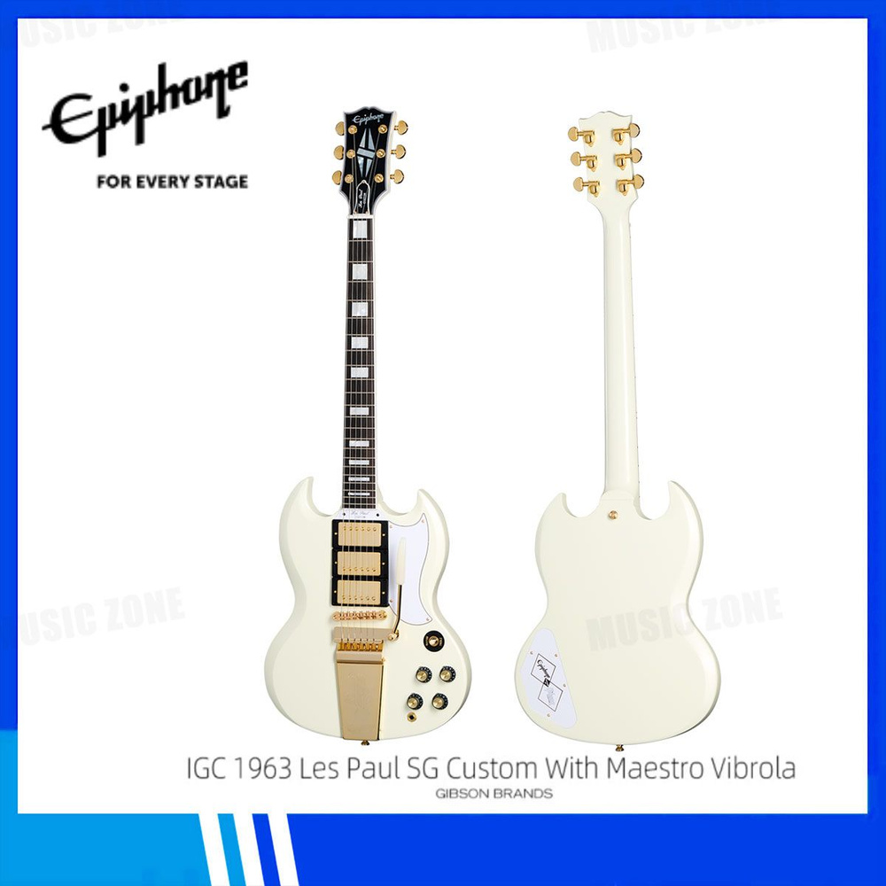 Электрогитара Epiphone IGC 1963 Les Paul SG Custom, Classic White ...