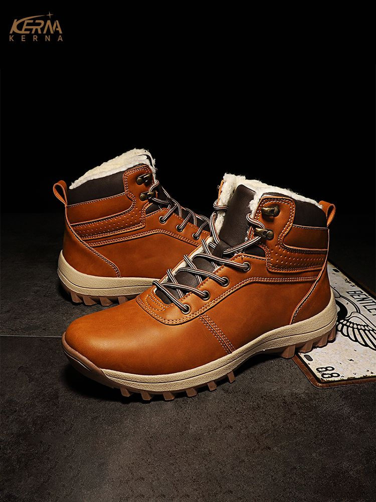 Сноубутсы Мужской KERNA светло-коричневый Велюр искусственный Зима Шнурки R (средняя) Китай Без ...