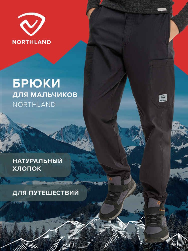 Брюки Мальчики Northland черный Хлопок Спортивный, размер 164, 170 Демисезон Бангладеш купить c ...