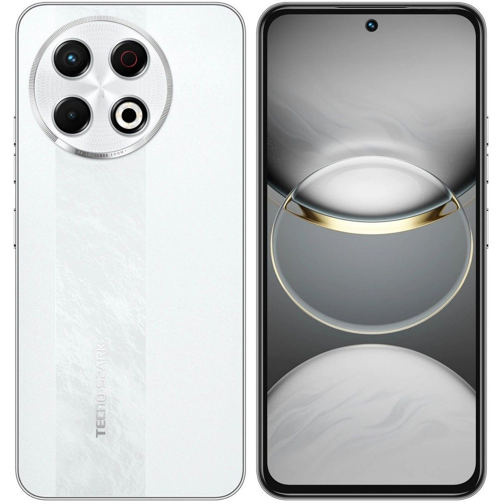 Смартфон Tecno kl7 256+8 arctic glow 256 ГБ 8 ГБ Белый 6.78 OLED/AMOLED ...