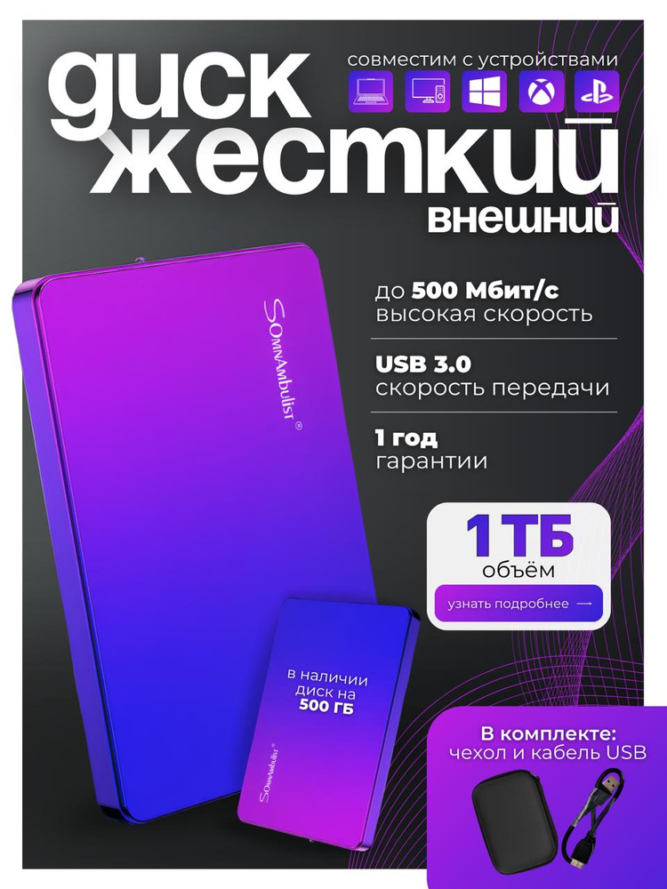 Внешний съемный диск 1ТБ купить на OZON по низкой цене