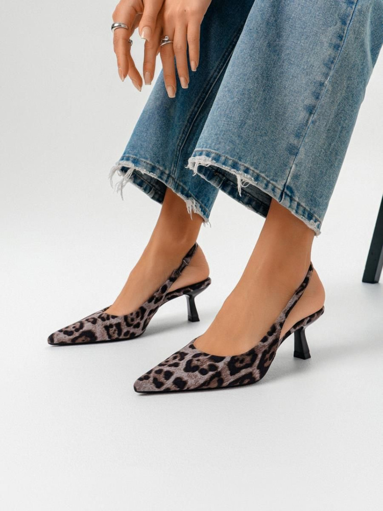 Туфли Женский Obba Текстиль, размер 37 Фигурный F Италия Без застёжки Леопардовый принт, Мягкая ...