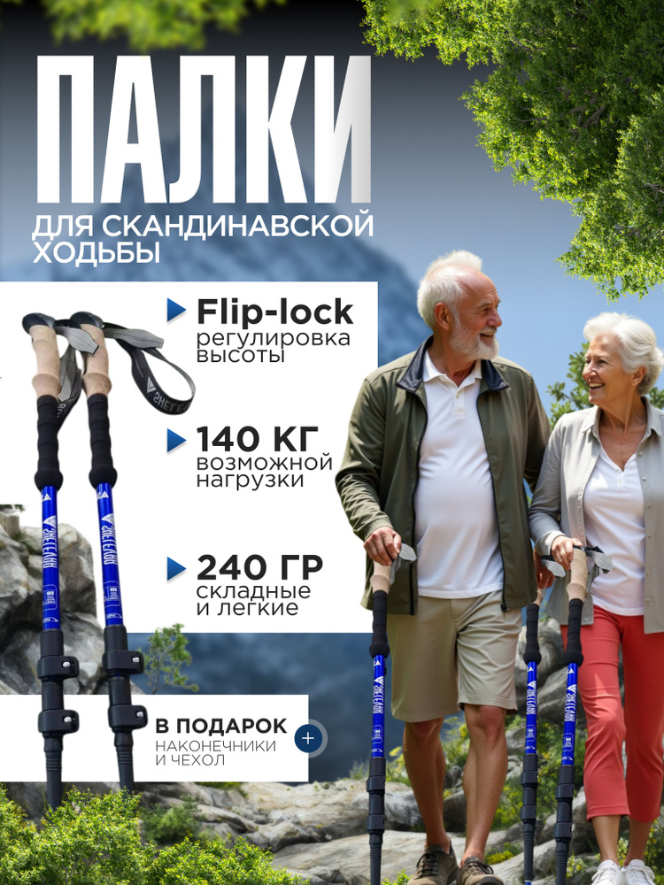 Палки для скандинавской ходьбы SHELEVAR. Треккинговые палки синие. купить на OZON по низкой цене ...