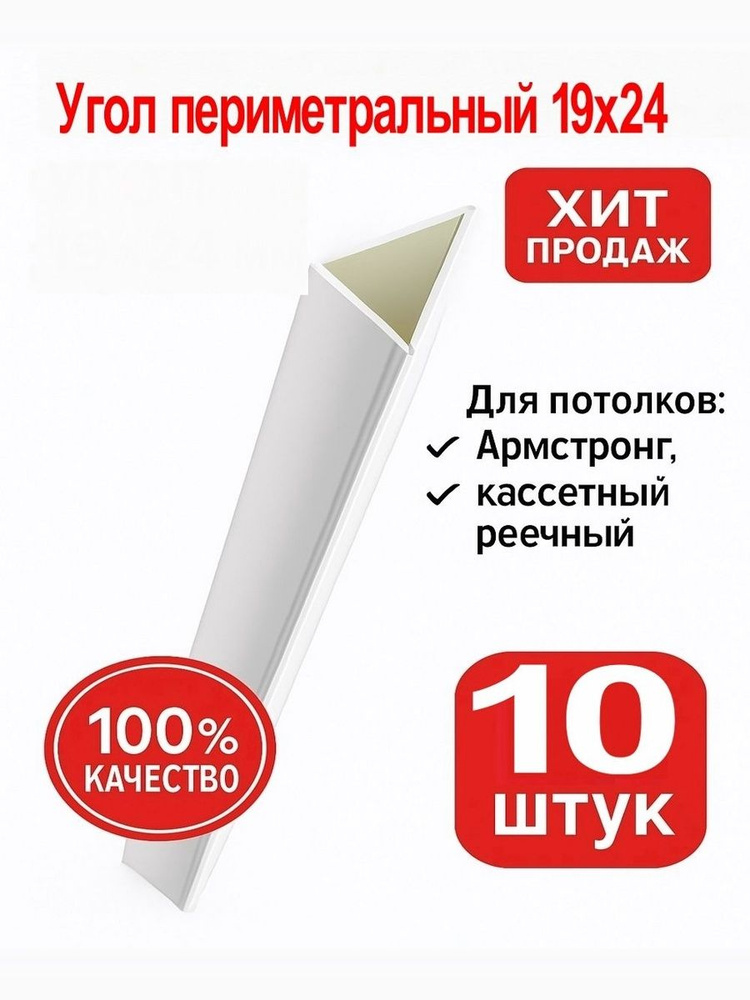 10 шт. Угол периметральный стальной 19х24х1500 мм, белый купить на OZON по низкой цене (2049667640)