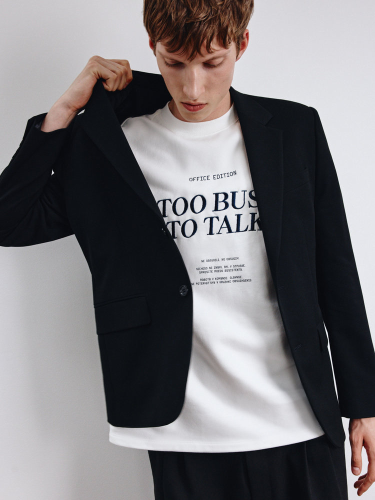 Пиджак Мужской SELA черный, размер 44 полуприлегающий Офисный/школьный Пуговицы Китай купить c ...