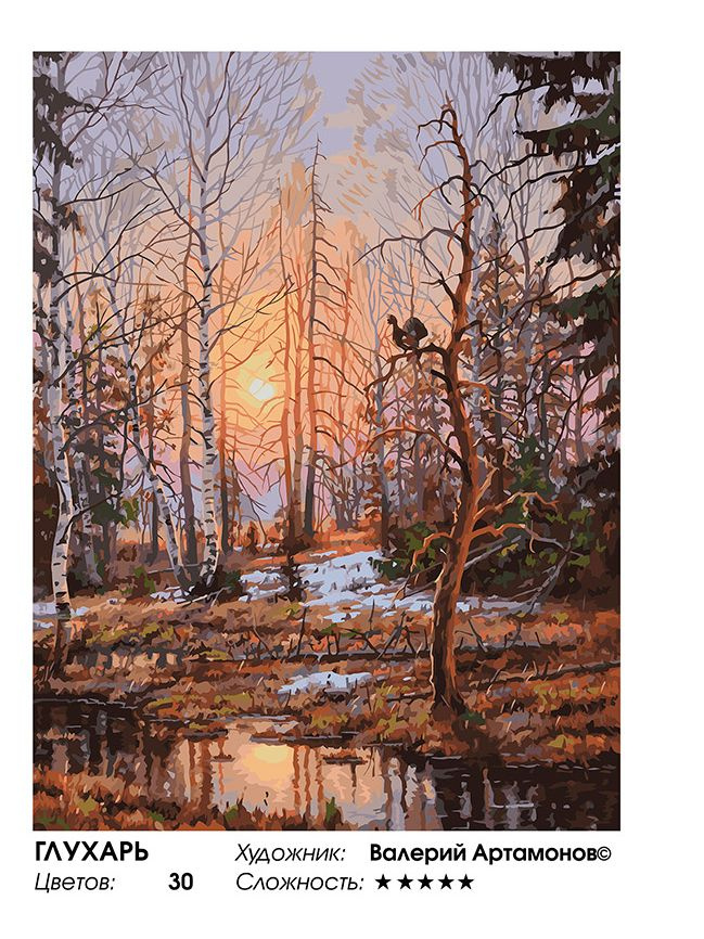Картина по номерам Белоснежка "Глухарь" (40х30 см, Холст на подрамнике ...