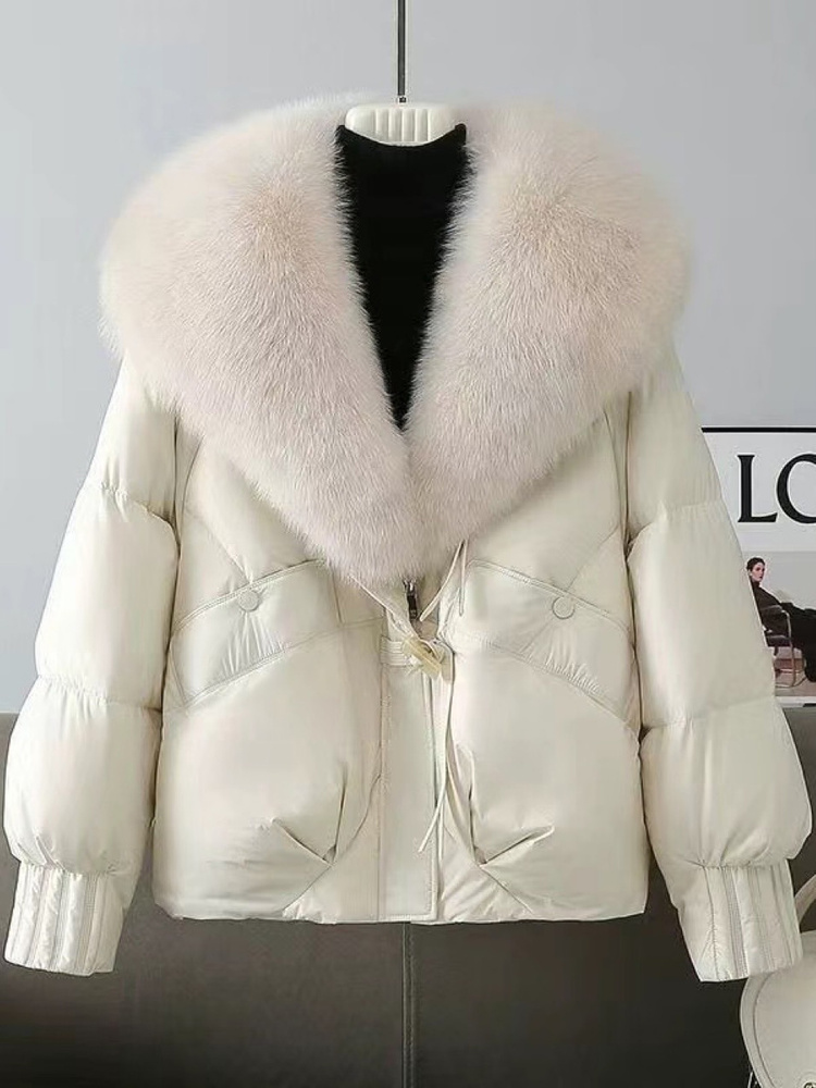 Куртка Женский ZinBee Карманы белый отложной Полиэстер, размер 50 Длинный пуховик-одеяло Зима ...