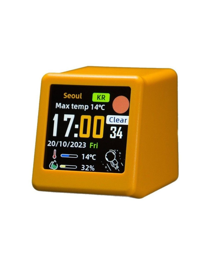 Кубик часы с погодой Geekmagic smalltv ultra желтый WIFI мини экран для рабочего стола купить на ...
