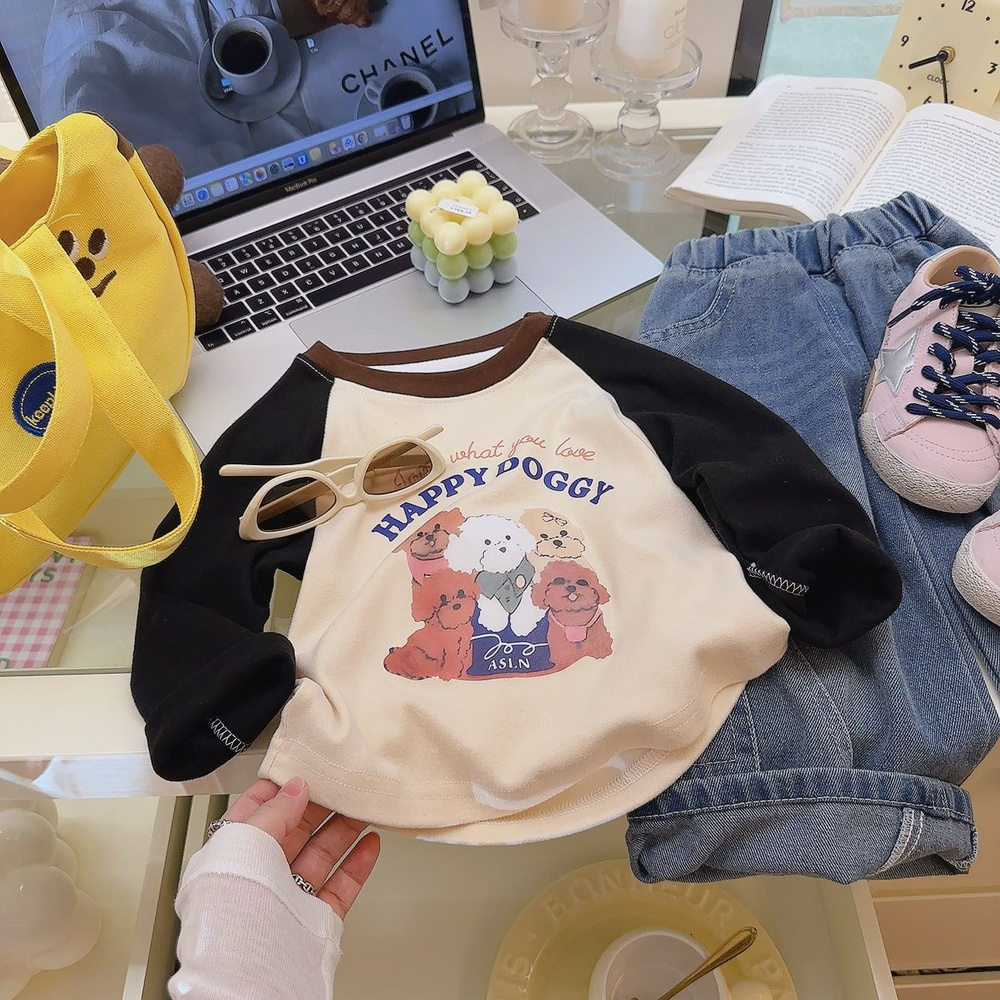 Лонгслив Мальчики, Девочки MOOCIE разноцветный Длинный, размер 110 Полиэстер Буквы и цифры ...