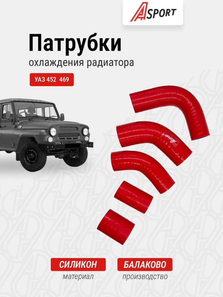 Патрубки охлаждения радиатора УАЗ 452, 469 (дв. 417) / A-Sport купить на OZON по низкой цене ...