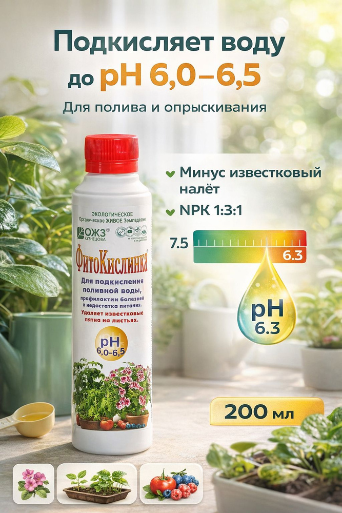 ФитоКислинка 200 мл - удобрение NPK 1:3:1 для цветов, рассады и овощей ...