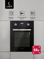 Духовой шкаф электрический встраиваемый LEX EDM 040 Black,4 режима работы, двойное остекление ...