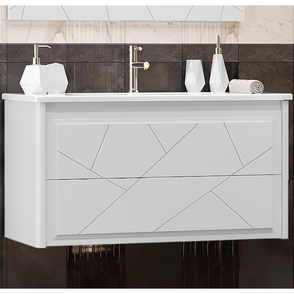 Тумба Opadiris Луиджи 100 подвесная, цвет белый матовый, вар. 2 (под раковину Dreja Эйфория 100 ...