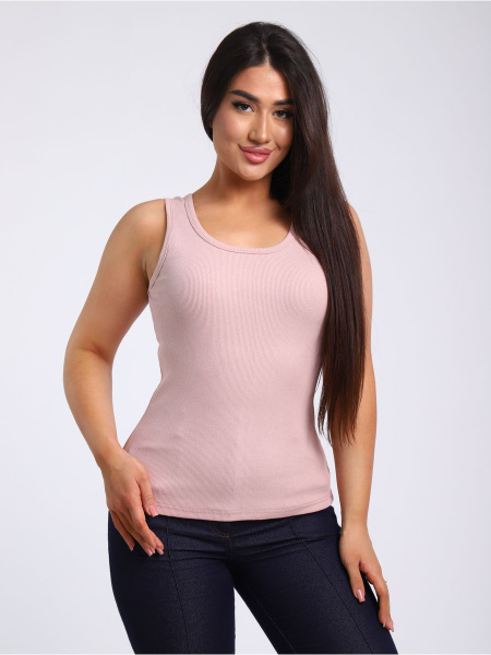 Майка Женский GENJO пудровый, розовая пудра, размер 54 Хлопок, Лайкра Повседневный Бег, Большой ...