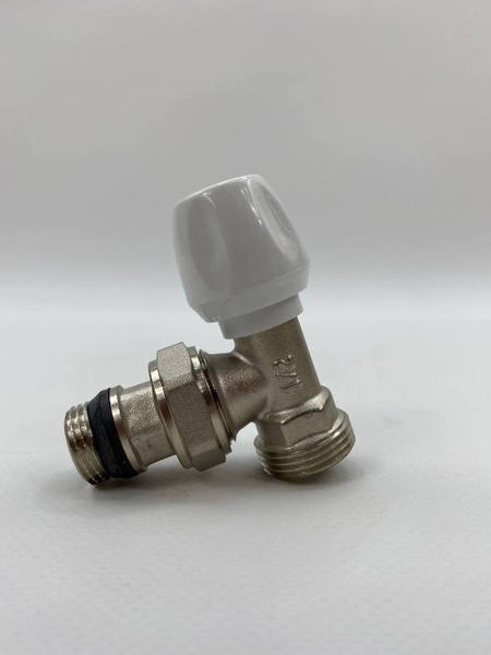 Вентиль (кран регулировочный) для радиатора угловой верхний 1/2" наружная - 3/4" наружная, со ...