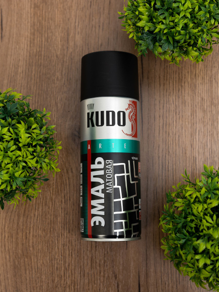 Краска аэрозольная в баллончике KUDO, 520 мл, Алкидная, цвет Черный матовый (RAL 9005) купить на ...