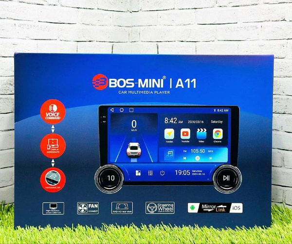 Автомагнитола Android BOS-MINI A11 4/64GB CarPlay Qled экран на 9-дюйм мощная сенсорная ...