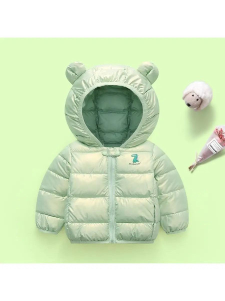 Куртка Мальчики, Девочки THANHDAT зеленое стекло Полиэстер, размер 98, 104 Длинный Демисезон ...