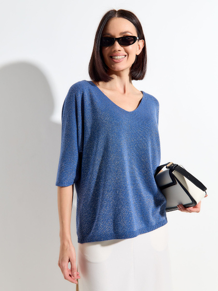 Джемпер Женский ILADY джинс, размер 42, 44 Люрекс свободный Три четверти купить c доставкой на ...