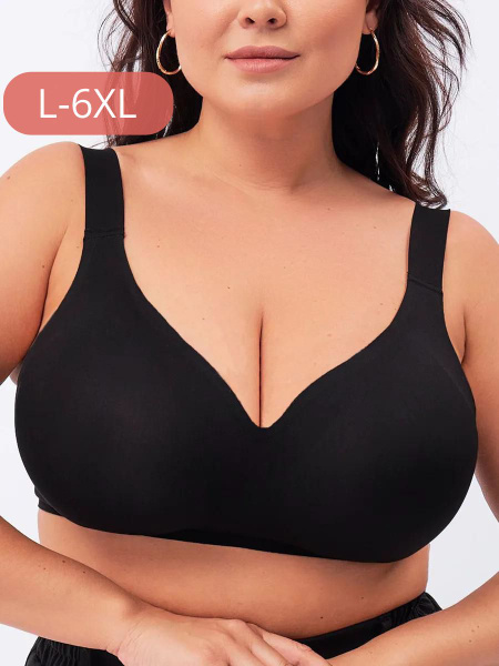 Бюстгальтер Женский бесшовный, без косточек, размер 85F, 90C черный Нейлон, Спандекс ...