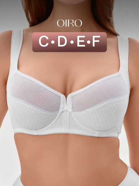 Бюстгальтер Женский OIRO мягкая чашка на каркасе, на косточках, размер 100D белый матовый Нейлон ...