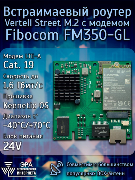 Встраиваемый комплект на базе модема Fibocom FM350-GL с роутером ...
