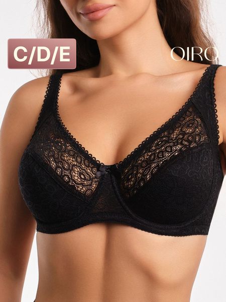 Бюстгальтер Женский OIRO мягкая чашка на каркасе, размер 105E черный Полиамид, Эластан ...