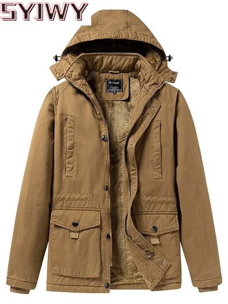 Куртка Мужской SYJWY В сеточку, Декоративные пуговицы брезентово-серый, пшеничный съемный ...